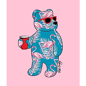 Riot Society Tropical Flamingo Bear Mens T-Shirt - Pink, XX-Large