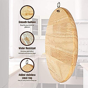 HNC ECOLIFE Round Wood Cutting Board - Multipurpose Cutting Board for Chopping Meat, Vegetables, Fruits - Charcuterie Tray and Cheese Board - With Stainless Steel Hanging Ring - 11.61x11.61x0.71inch