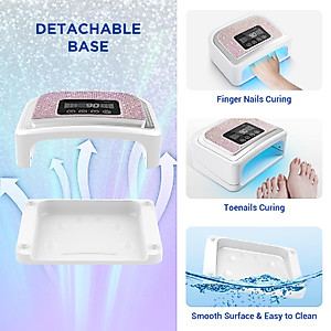 Aedavey Cordless Nail Lamp, 120W Rechargeable UV Nail Lamp for Gel Nails, LED Nail Lamp with 4 Timer Modes, Gel Nail Light Decorate with Sparkling Nail Rhinestones Diamond