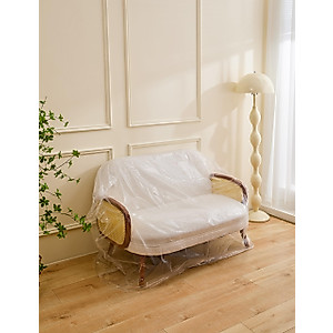 Kingplast 2 Pack Plastic Chair Cover for Moving and Storage 46"x 76" Plastic Furniture Covers Moving Heavy-Duty Water Resistant &Cover Dust-Proof for Indoor Outdoor Patio