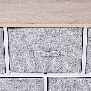 HOMCOM 40" L 5 Drawer Horizontal Storage Cube Dresser Unit Bedroom Organizer Livingroom Shelf Tower with Fabric Bins