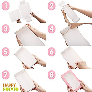 HAPPY POTATO 15 Pack Macaron Boxes, Macaron Gift Box for 12, Macaron Packaging Boxes with Clear Window, Pink Macaron Gift Boxes without Macarons inside (Interior Mesurement 7.2×4×1.9 Inches)