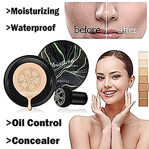 YG LianKai Mushroom Head Air Cushion CC Cream Foundation, Moisturizing Concealer BB Cream Nude Long Lasting Matte CC Cream Face Makeup Base (Natural Color)