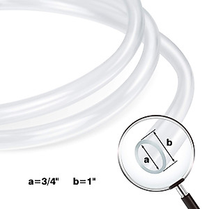 3/4" ID 1" OD Clear Vinyl Tubing - 25 Feet, 30 PSI, Flexible Plastic Tubing, BPA Free and Non-Toxic, Multipurpose Soft Tube Comes with 2 Hose Clamps