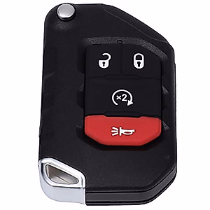 SELEAD Flip Key Fob 4 Buttons Keyless Entry Remote fit 2020 for Jeep Gladiator 2018-2020 for Jeep Wrangler Antitheft Keyless Entry Systems 68416782AA 1pc 433.92MHz, Black