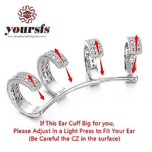 Yoursfs Adjustable Size Ear Cuff Earrings for Women Wedding Crystal Ear Cuff Bridal Jewelry
