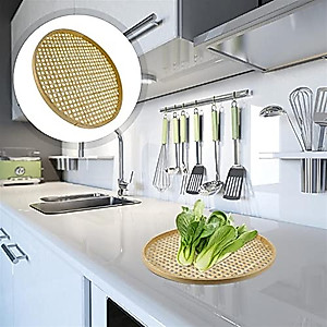 GEEKLLS Breakfast Tray Basket Tray Baskets Storage Serving Shallowflat Round Weaving Bread Sieve Farmhouse Vegetable Snack Kitchen (Color : 36CM36X36X1.5CM)