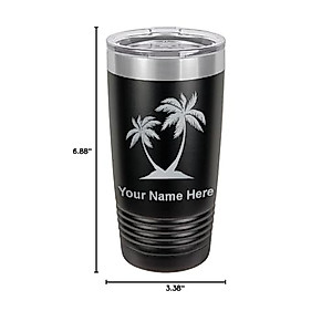 LaserGram 20oz Vacuum Insulated Tumbler Mug, Palm Trees, Personalized Engraving Included (Black)