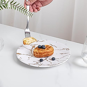 ZAROCRUS 12 pcs Melamine Dinnerware Sets, Marble White Plates and Bowls Set, Lightweight Kitchen Dinnerware Set for Indoor and Outdoor Use, BPA Free and Dishwasher Safes, Service for 4