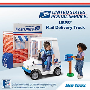 Kid Trax 6V USPS Mail Truck Ride-On Toy for Kids, Ages 3-5, Max Weight 60 lb, Includes Mailbox, Play Envelopes, Working Headlights/Horn, FM Radio/MP3 Input, Mail Truck, Kids Mail Truck, Kids Carrier