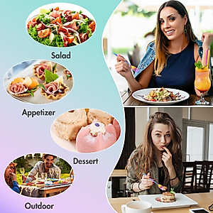 Rainbow Dinner Forks,Set of 12 Forks Silverware, Food Grade Fork Stainless Steel Cutlery, Table Forks, Flatware Forks Set, Mirror Polished 7.4 Inch, Use for Home Kitchen Restaurant