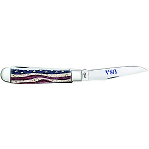 Case WR XX Pocket Knife Patriotic Smooth Natural Bone Trapper Item #64132 - (6254 SS) - Length Closed: 4 1/8 Inches