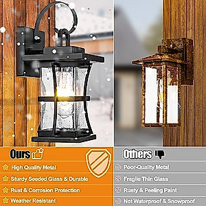 2 Packs Outdoor Wall Light - Modern Black Exterior Light Fixture Waterproof Porch Sconces Wall Mounted Lighting, Anti-Rust Rustic Wall Sconce for House Garage, Doorway, Front Door Entryway, E26