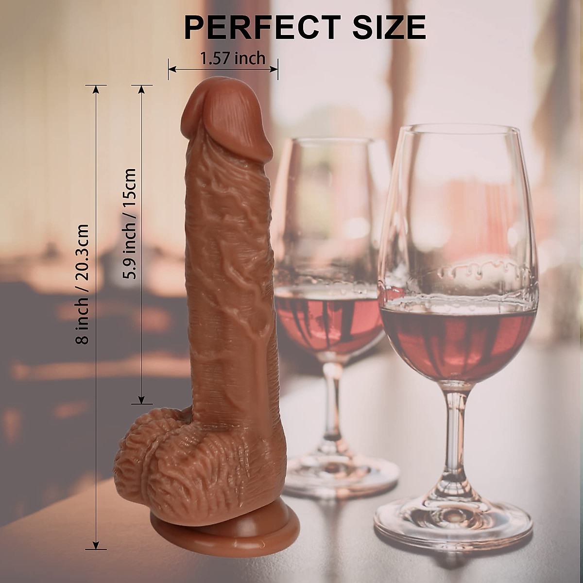 Realistic Silicone Dildo for Women: 8 Inch Soft Anal Dildo with Strong Suction Cup for Hands-Off Play, Body-Safe Material Dildo Adult Sex Toys for Female and Men