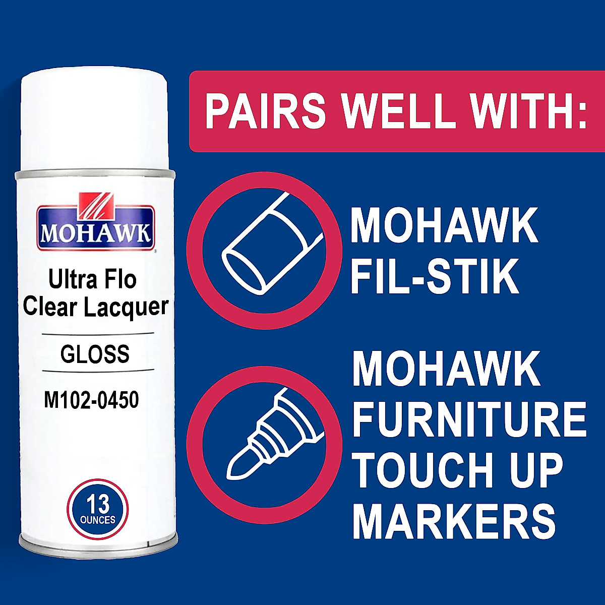 Mohawk Finishing Products Ultra-Flo Clear Lacquer, Clear Gloss Finish, ‎M102-0450, 13 oz
