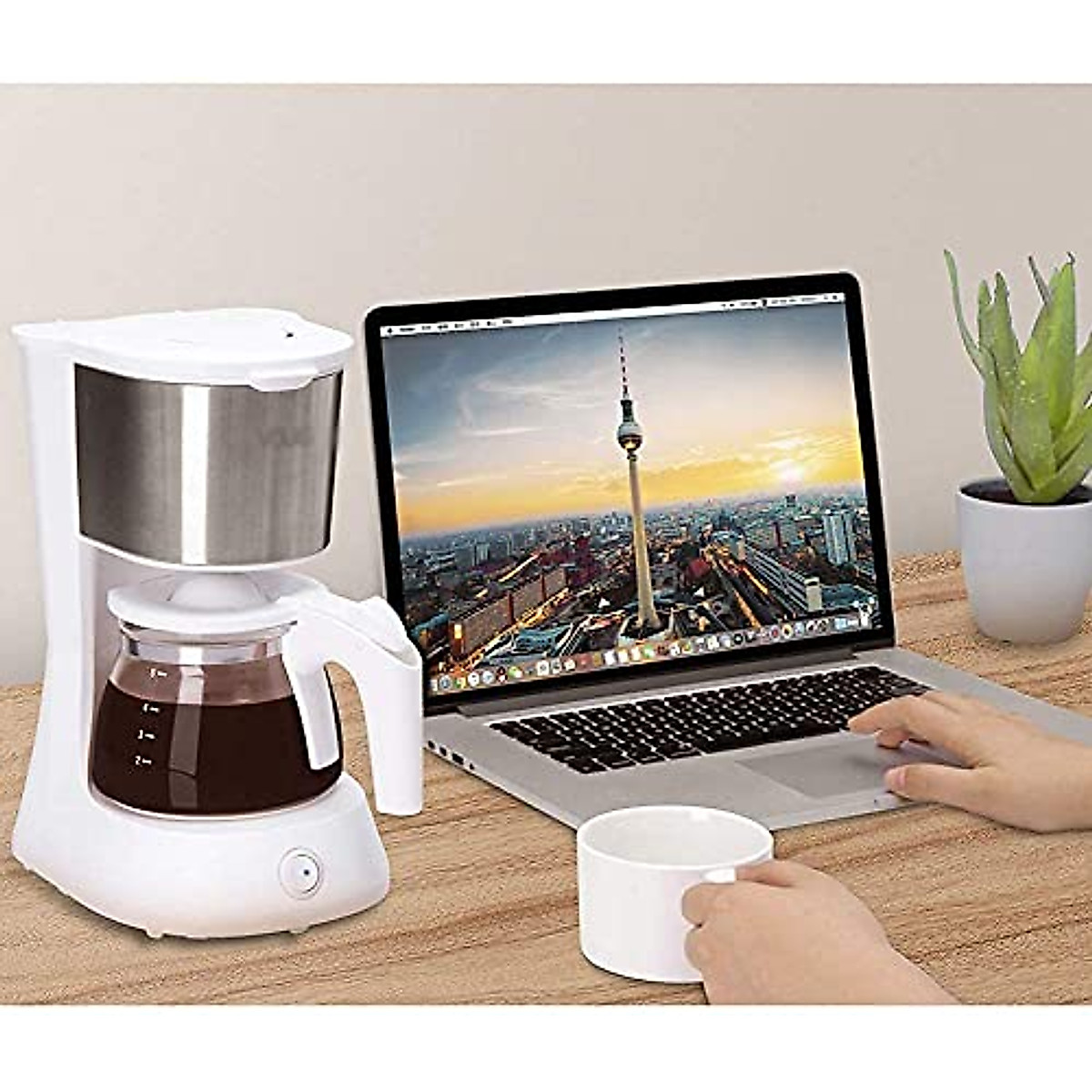 GRCQLWT Coffee Machine Espresso Maker with 652Ml Glass Kettle Coffee Powder Filter Anti-Drip Insulation Teapot