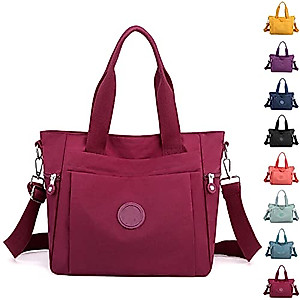 Running Home Women's Multicolor Large Capacity Tote Bag,Nylon Womens Crossbody Bag Purse with Adjustable Shoulder Strap (Maroon)