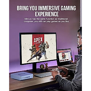 GMKtec Mini PC Windows11 Pro, AMD Ryzen 7 5800U(1.9-4.4GHz) Mini Desktop Computers, 16GB DDR4 512GB M.2 2282 PCIe SSD, Micro PC with Dual 4K@60Hz HDMI, WiFi 6E,BT5.2, Type-C for Gaming Business Home