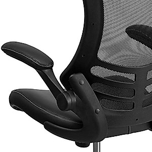 Flash Furniture Kelista Desk Chair with Wheels | Swivel Chair with Mid-Back Black Mesh and LeatherSoft Seat for Home Office and Desk