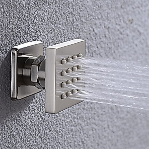 Solid Brass Body Spray Shower Jet Adjustable Massage Spa Side Sprayer Wall Mounted Shower Set, Square Brushed Nickel Finish