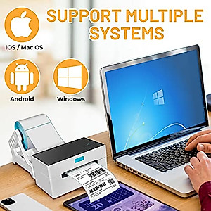 Shipping Label Printer, 160mm/s 4×6 Label Maker with Wireless for Business Home Packages Thermal Printer Supports Amazon, Ebay, Etsy, Shopify, UPS, FedEx, USPS and Many Others
