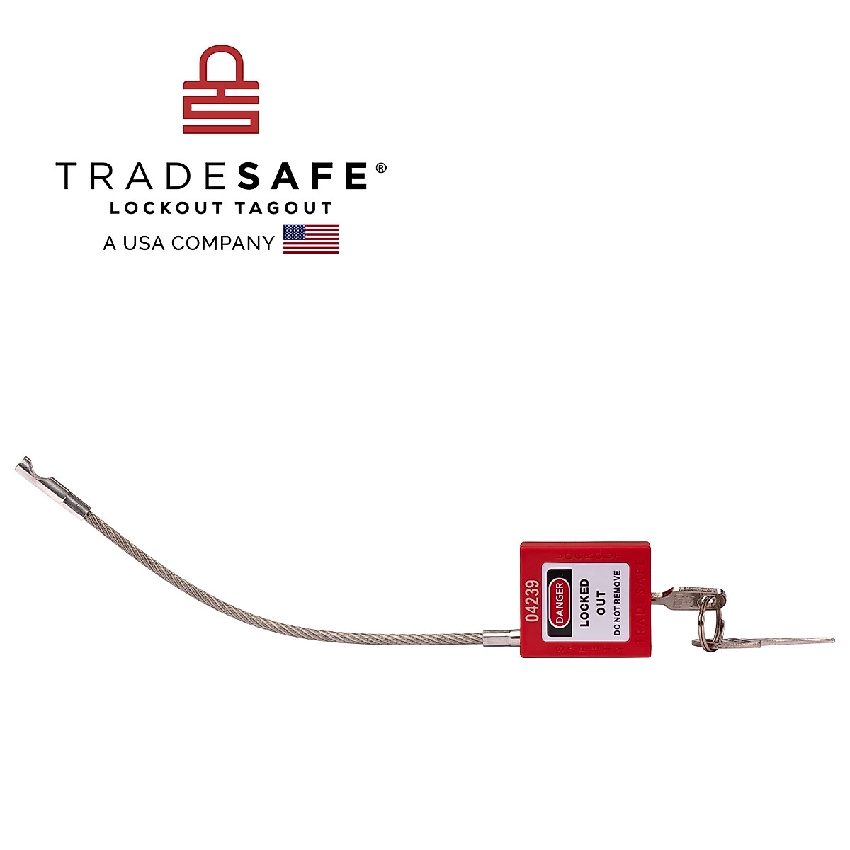 TRADESAFE Lockout Tagout Steel Cable Locks with Keys,10 Red Keyed Different Electrical Lockout Padlock Set, 2 Keys per Lock, OSHA Compliant, Premium Grade