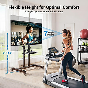 Mobile TV Stand on Wheels for 32-70 Inch Flat/Curved Panel Screens TVs - Height Adjustable Floor Trolley Stand Holds up to 99lbs - Tilt Rolling TV Cart with Shelf Max VESA 600x400mm