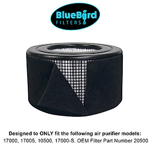 BlueBird Filters Replacement Prefilter, Fits Honeywell 17000-S, Carbon Charcoal, 2 Pack