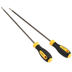 SEUNMUK 6 Piece 12 Inch long Magnetic Precision Screw Driver Tool, Flat Head and Cross Head Screwdriver Set, Magnetic Long Screwdriver Set with Rubber Handle