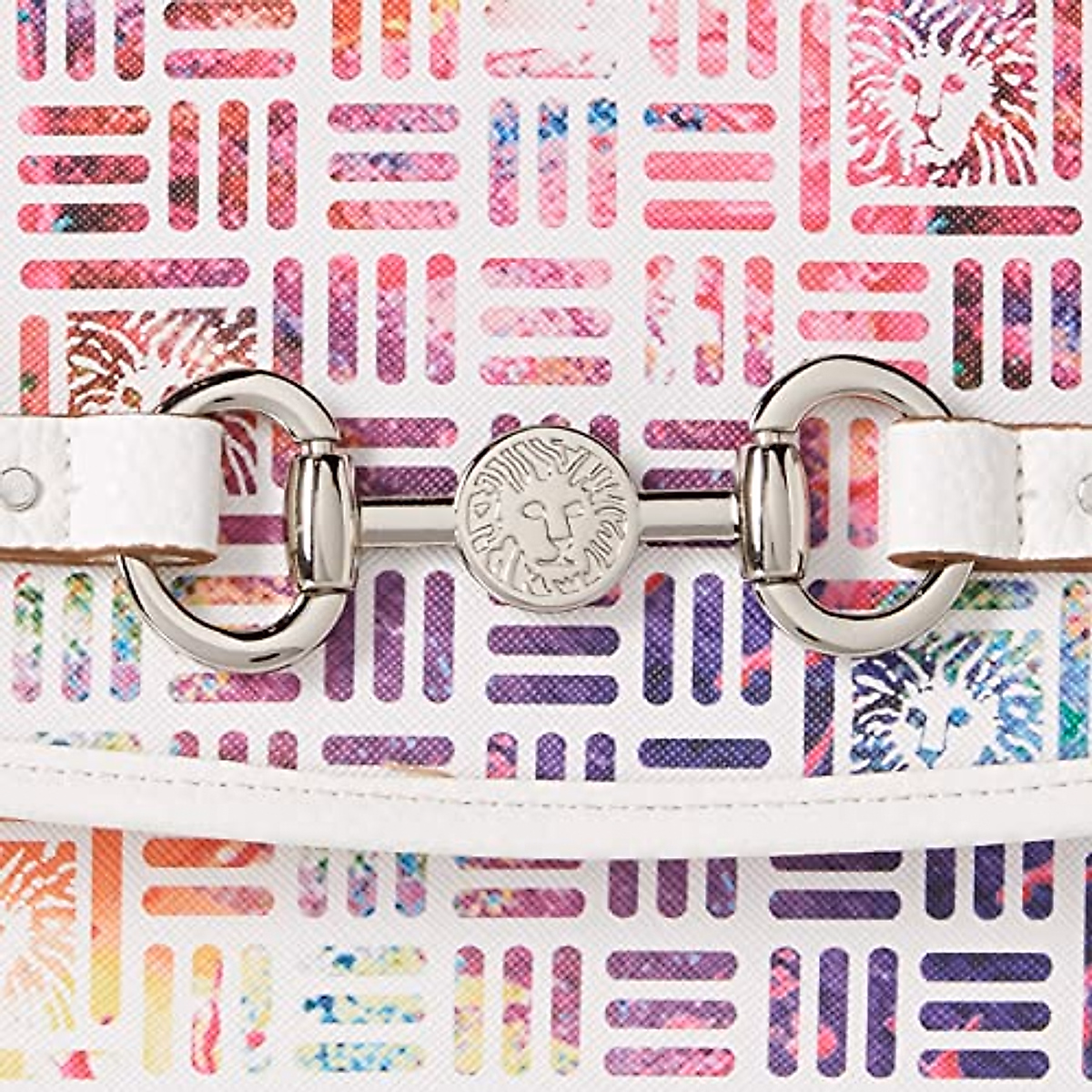 Anne Klein Flap Crossbody w/Horse bit, Ombre Rainbow Lion Logo Print/Anne White