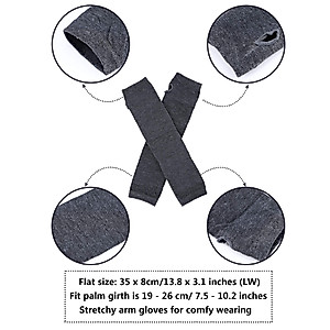 Geyoga 6 Pairs Women Long Fingerless Gloves Winter Knitted Wrist Arm Warmers Stretchy Thumb Hole Gloves Gift