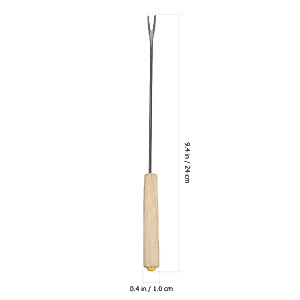 Hemoton 2Pcs hot Pot Fork Marshmallow Sticks Grilling Skewer Cake Forks Shish Kebab Grill Stainless Steel Barbecue Fork Kebab Sticks Roasting Stick Skewer raclette Tableware Chocolate Wood