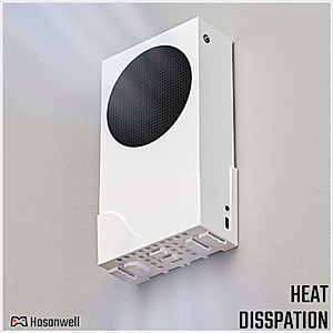Hosanwell Xbox Series S Wall Mount, Xbox Series S Wall Mount Kit, with Detachable Controller Holder & Headphone Hanger Heat Dissipation (NOT for Xbox ONE S)