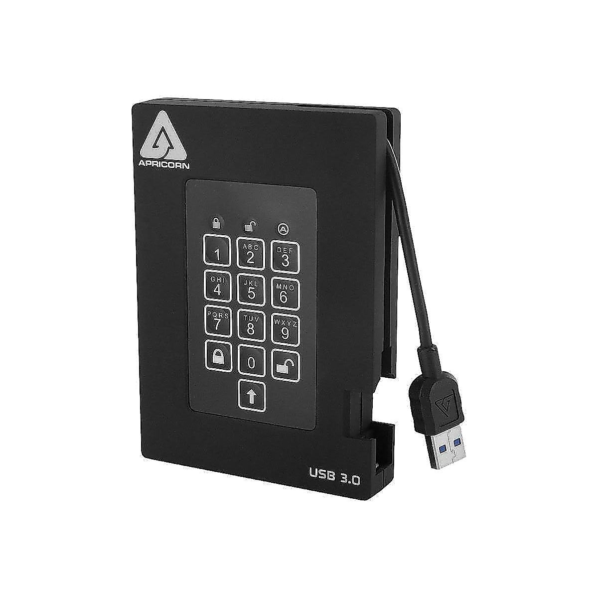 Apricorn 2TB Aegis Padlock Fortress FIPS 140-2 Level 2 Validated 256-Bit Encrypted USB 3.0 Hard Drive with PIN Access (A25-3PL256-2000F)