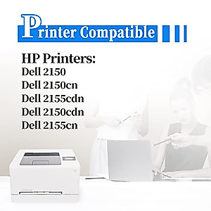 Coloner 4 Pack Compatible Toner Cartridge for Dell 2150, 2155 (Black:331-0719 Cyan:331-0716 Magenta:331-0717 Yellow:331-0718) Compatible with Dell 2150, 2150cdn, 2150cn, 2155cdn, 2155cn Printer