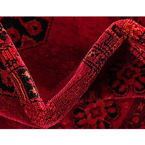Unique Loom Tekke Collection Over-Dyed Saturated Traditional Torkaman Area Rug, 7 ft 0 in x 10 ft 0 in, Red/Black