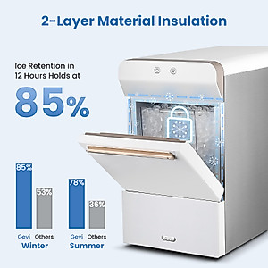 Gevi Household V2.0 Quiet Countertop Nugget Ice Maker, Self-Cleaning Chewable Pellet Ice Machine, 38 lbs/24H, Energy-Efficient, White