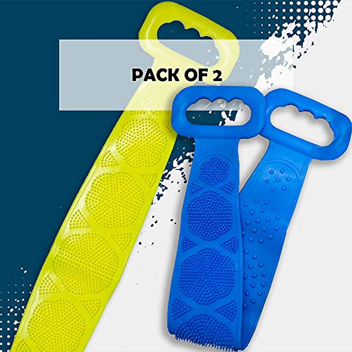 Silicone Back Scrubber for Shower I 2 Pack Extra Long Silicone Bath Body Brush Body scrubbers for use in Shower | scrubby Buddy Back Scrubber | Silicone Body Scrubber | Back Washer for Shower