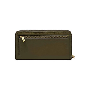 Fossil Women's Logan Leather Wallet RFID Blocking Zip Around Clutch with Wristlet Strap, Wine (Model: SL6533186)