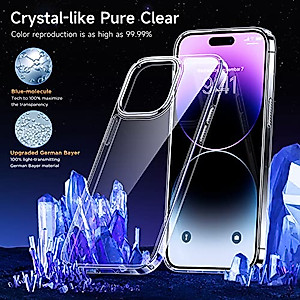 Humixx [5 in 1] for iPhone 14 Pro Case, with 2X Screen Protector + 2X Lens Protector, [20x Anti-Yellowing][12 FT Drop Protection] Clear Shockproof Protective Case for iPhone 14 Pro 6.1 inch