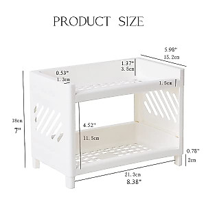 2-Tier Small Bathroom Organizer Countertop: Bathroom Counter Organizers Cabinet Vanity Storage Organizing Tray Cosmetic Standing Shelf Spice Rack for Kitchen Living Room Dressing Table White hegsymum