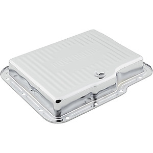 GM Powerglide Steel Transmission Pan, Ribbed, Chrome