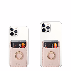 BIAJIYA Phone Card Holder RFID Leather Wallet Credit Adhesive Cell Case Stick-on Card Holder for Women and Men Back of Phone for Most of Smartphones