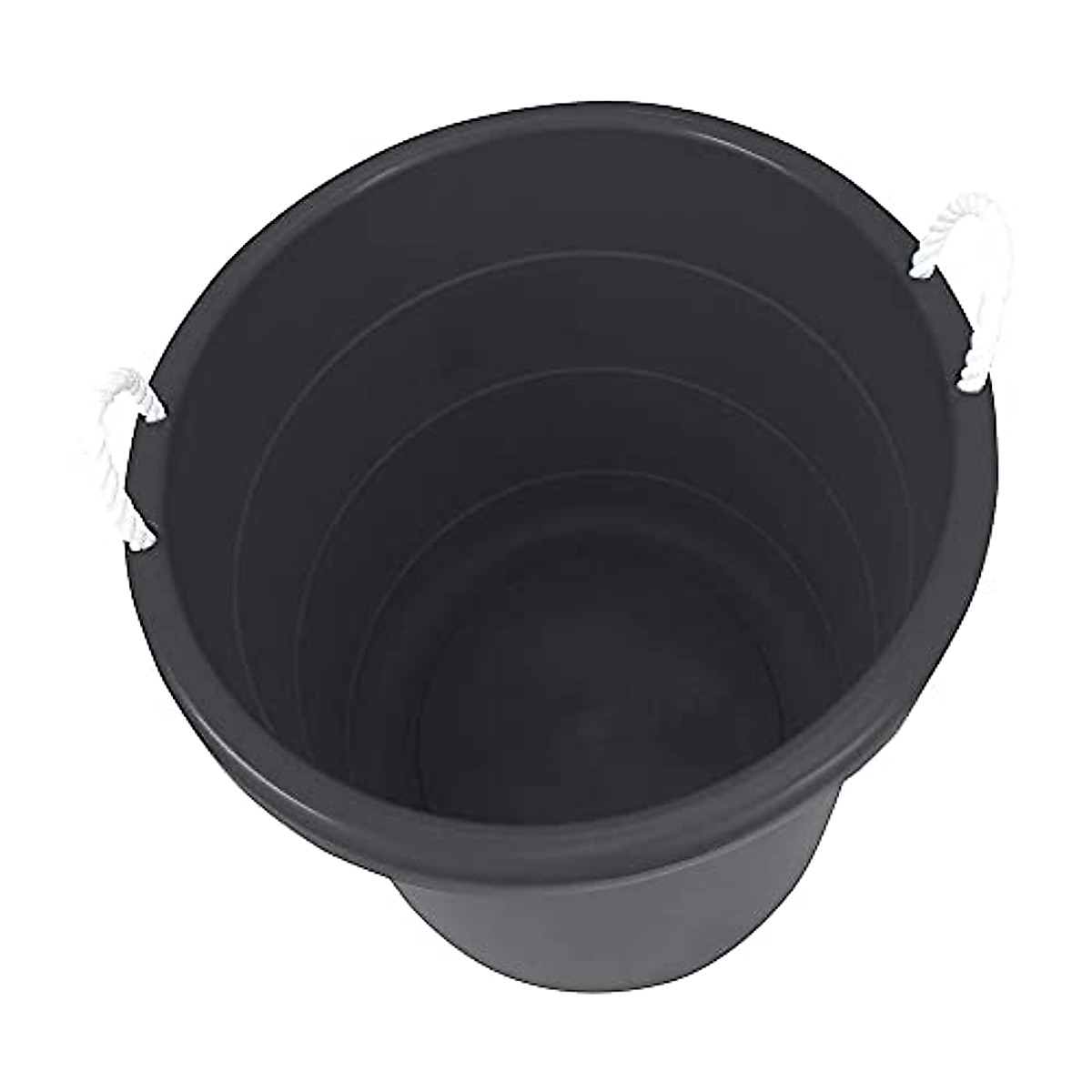 Homz 18 Gallon Durable Plastic Utility Storage Bucket Tub Organizers with Strong Rope Handles for Indoor and Outdoor Use, Black, 6 Pack