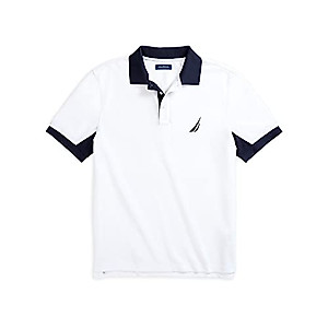 Nautica Men's Classic Fit Short Sleeve Performance Pique Polo Shirt, Bright White, 3X-Large