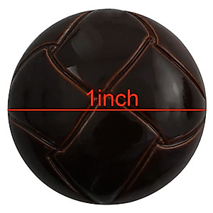 XGNG 50PCS Brown Football Pattern Imitation Leather Style Plastic Shank Buttons Craft Plastic Buttons Round Black Plastic Imitation Leather Buttons Set for DIY Sewing Embellishment Sport Coat
