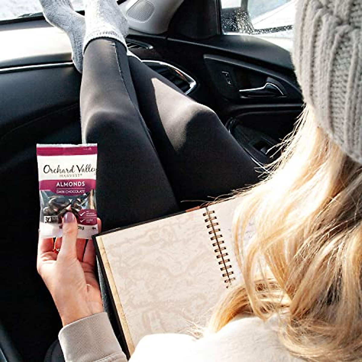 Orchard Valley Harvest Dark Chocolate Almonds, 1 Ounce Bags (Pack of 15), Gluten Free, Non-GMO, No Artificial Ingredients