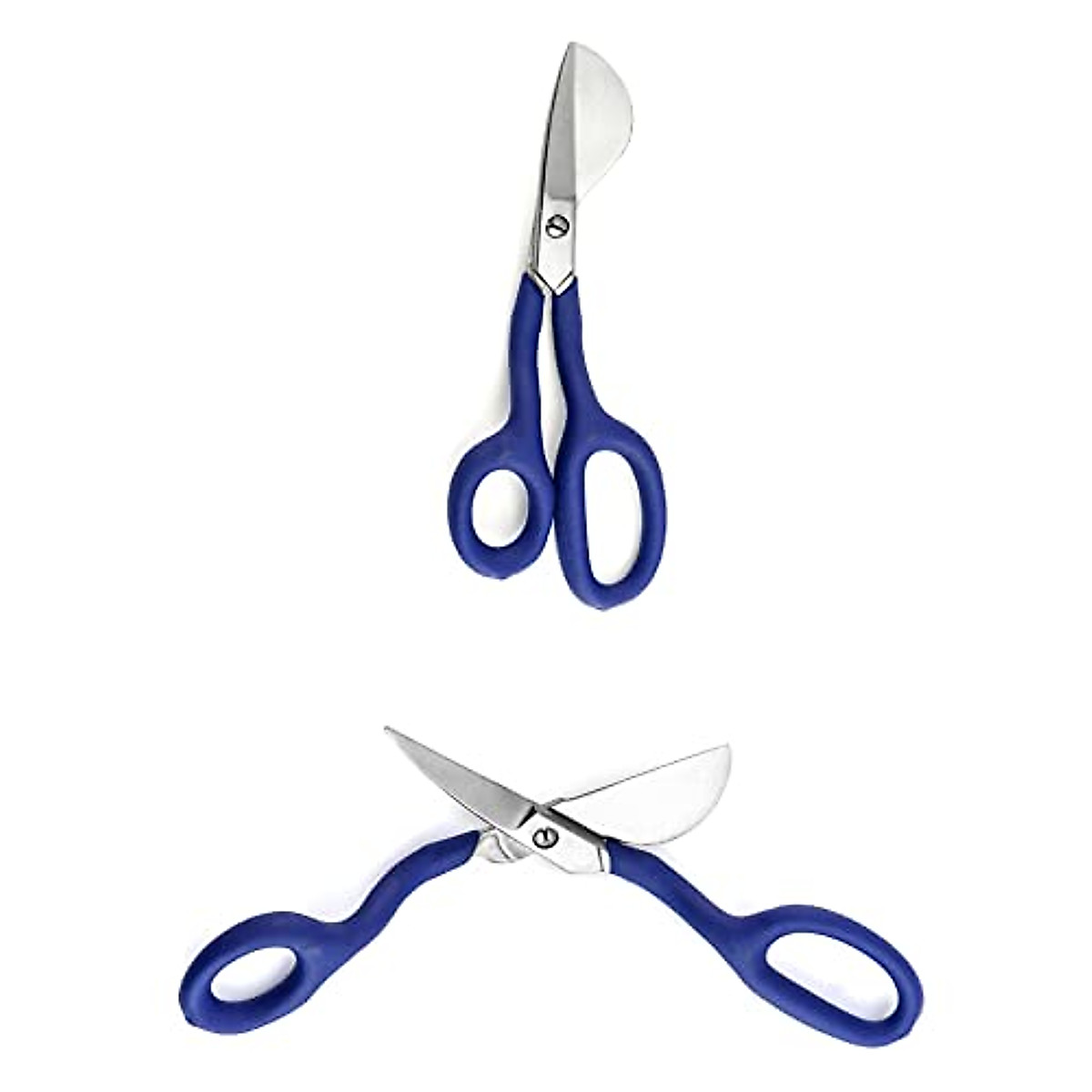 QWORK Duckbill Shears, 7 in Duckbill Applique Scissors, for Carpet Pile, Carpet Punch - Blue