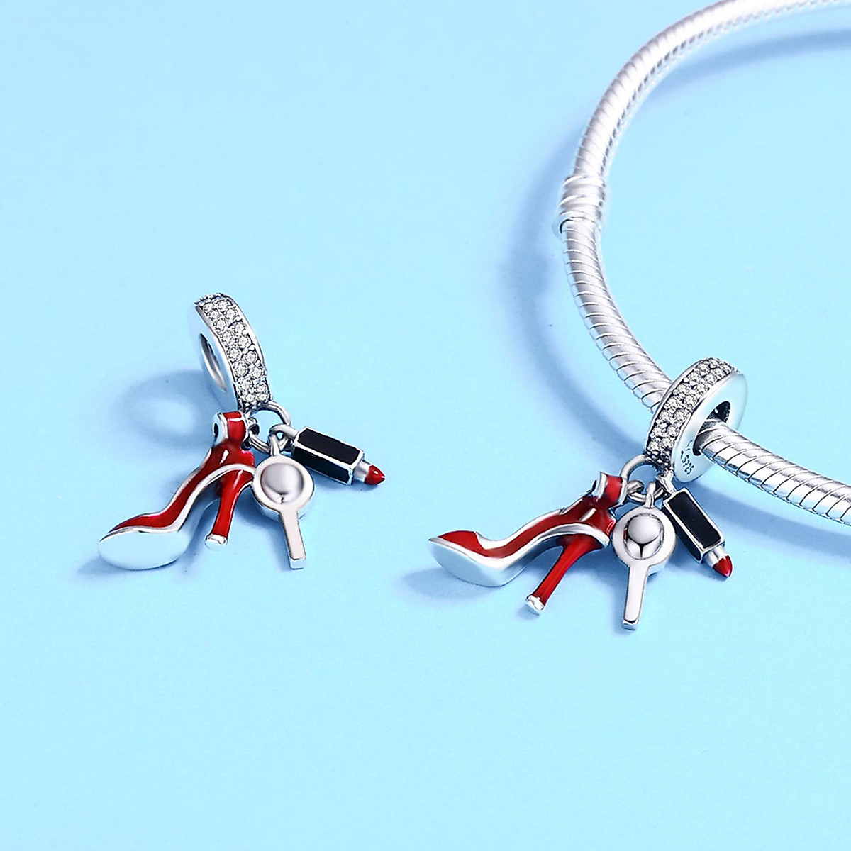 Linorui 925 Sterling Silver Charms Fit Pandora Charms Bracelet I Love You to The Moon and Back Fit Wife Daughter Mom Christmas Birthday Gift