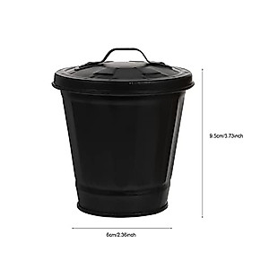 DOITOOL Desktop Iron Pot 2pcs Mini Table Trash Can with Lid Metal Countertop Garbage Bin Desk Wastebasket Trash Container for Home Office Mini Trash Bins